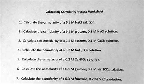 Solved Calculate The Osmolarity Of A 0 3 M Nacl Solution Calculate