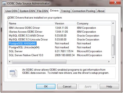 Driver Error Connecting To Postgresql
