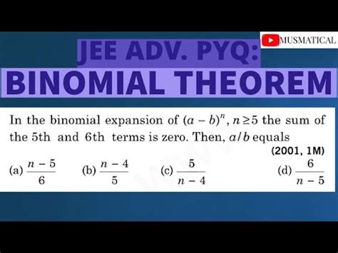 JEE ADV PYQ BINOMIAL THEOREM YouTube