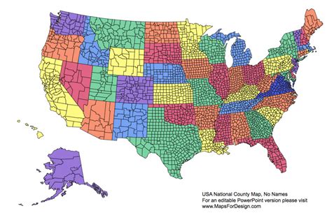 Us National County Editable County Powerpoint Map For Building Inside