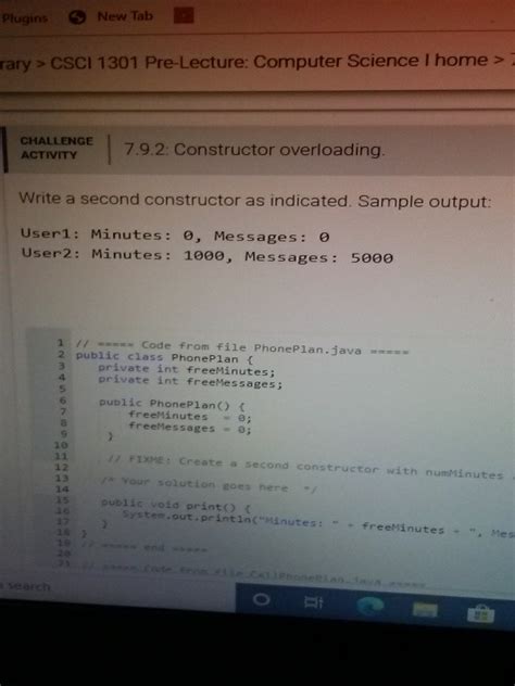 Solved Plugins New Tab Rary Csci 1301 Pre Lecture