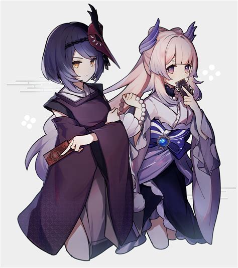 Sangonomiya Kokomi And Kujou Sara Genshin Impact Drawn By Merry San Danbooru