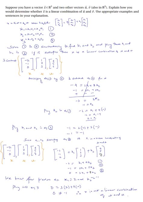 Show X Is A Linear Combination Of U And V Sumants 1 Page Of Math