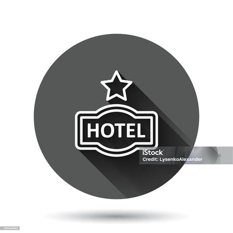 플랫 스타일로 호텔 1 별 기호 아이콘 긴 그림자 효과와 검은 둥근 배경에 여관 벡터 그림 호스텔 룸 정보 서클 버튼 비즈니스 컨셉 1에 대한 스톡 벡터 아트 및 기타