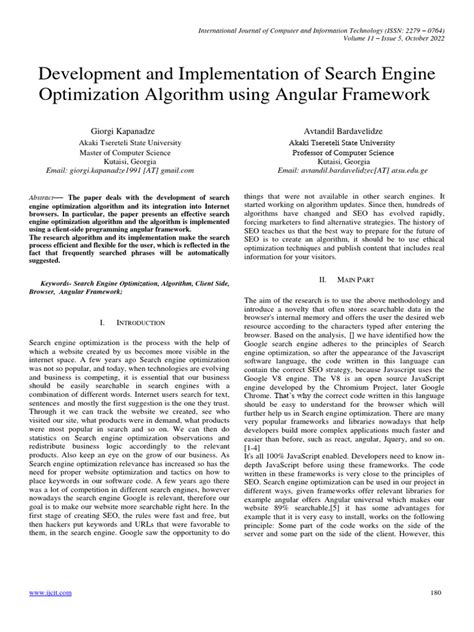 Development And Implementation Of Search Engine Optimization Algorithm