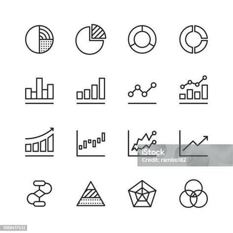 차트 및 다이어그램 라인 아이콘 편집 가능한 선입니다 픽셀 완벽 한입니다 모바일과 웹 주식 시장 데이터 진행 보고서 막대 그래프