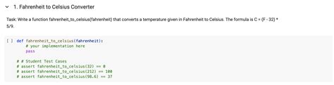 solved fahrenheit to celsius convertertask write a function