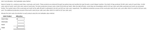 solved joint cost allocation net realizable value method