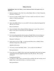 Fallacy Exercise 1 Fallacy Exercise Instructions Name The Fallacy In Each Statement Below And