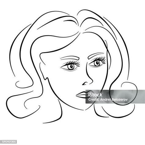 눈을 뜨고 있는 아름다운 여성의 얼굴 화이트 배경에 라인 아트 흑백 패션 일러스트 가짜 속눈썹에 대한 스톡 벡터 아트 및 기타