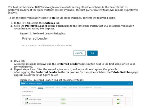 Set Spine Switches As Preferred Leaders Dell Smartfabric Vxrail Brownfield Deployment
