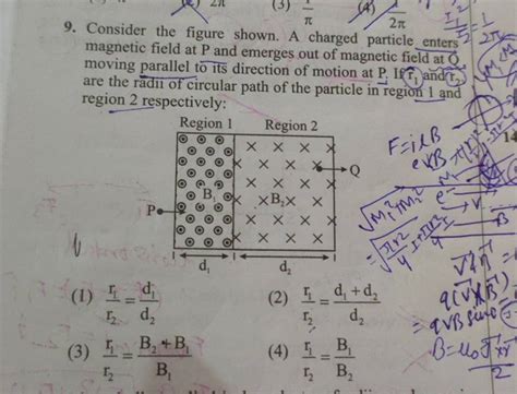 consider the figure shown a charged particle enters magnetic field at p