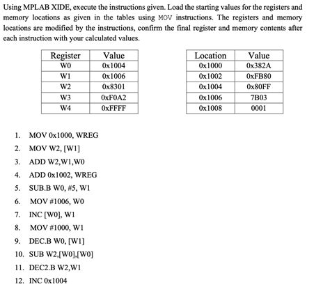 Solved Using Mplab Xide Execute The Instructions Given