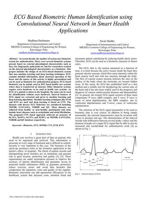 Pdf Ecg Based Biometric Human Identification Using Convolutional