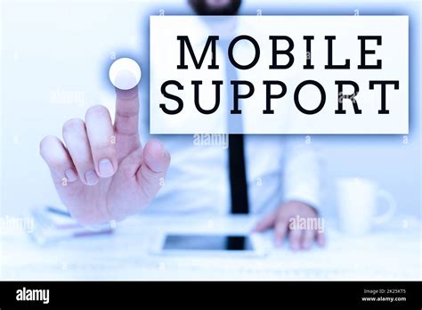 sign displaying mobile support internet concept provides maintenance