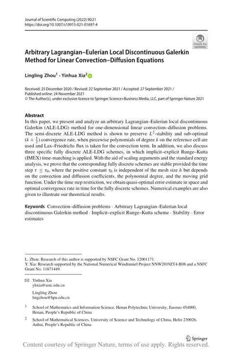 Arbitrary Lagrangianeulerian Local Discontinuous Galerkin Method For Linear Convection
