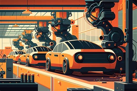 Premium Ai Image Smart Factories With Automated Assembly Lines For Automobiles Illustration