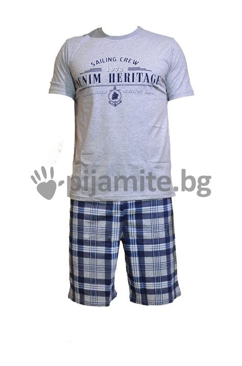 Мъжка пижама къс ръкав къс панталон 12248 Мъжки пижами Пижами с
