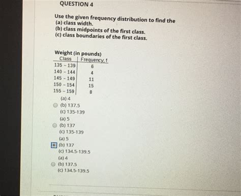Solved Question 4 Use The Given Frequency Distribution To