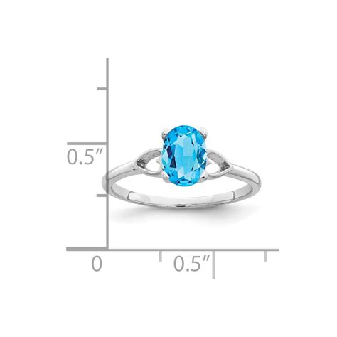 14k White Gold 7x5mm Oval Blue Topaz Ring The Gold Store