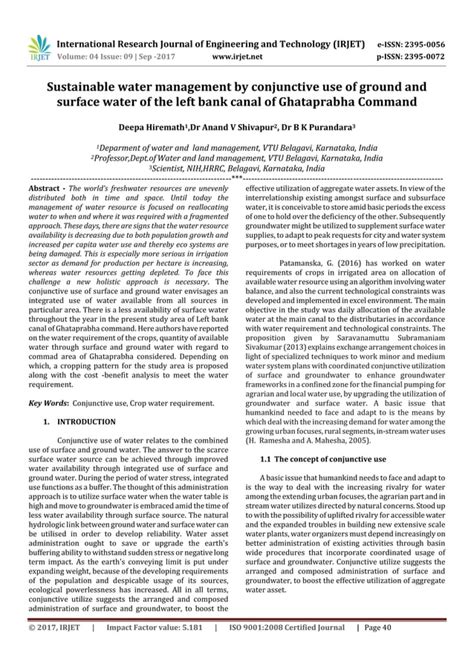 Sustainable Water Management By Conjunctive Use Of Ground And Surface Water Of The Left Bank