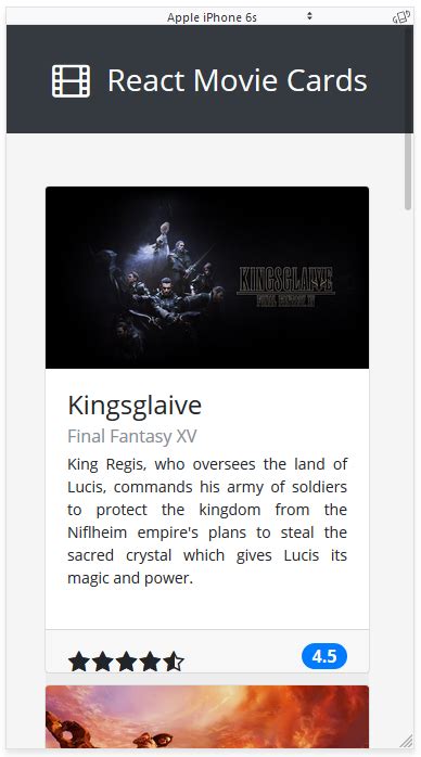 Github Drminnaar React Movie Cards A Basic Application That Displays A List Of Movies As A