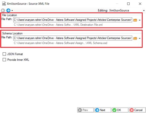 xml json file source — centerprise 7 documentation