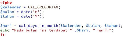 Menghitung Jumlah Hari Dalam Sebulan Dengan PHP