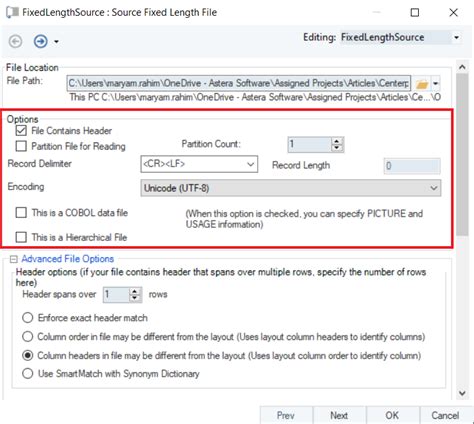 Fixed Length File Source — Centerprise 9 Documentation
