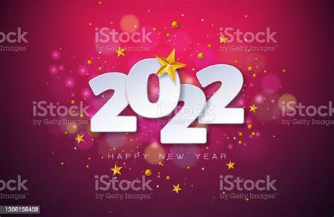 2022 다채로운 빛나는 배경에 흰색 컷 아웃 번호와 함께 새해 복 많이 받으기 그림 전단지 인사말 카드 배너 축하 포스터 파티 초대 또는 달력에 대한 벡터 크리스마스 휴가