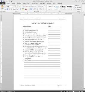 Exit Interview Checklist Template