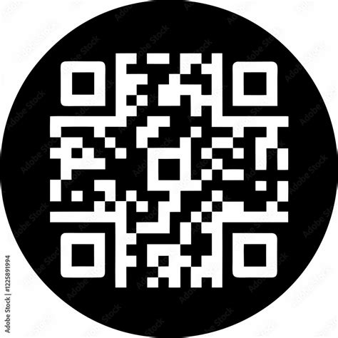 Black And White Qr Code On Circular Black Background Clean High