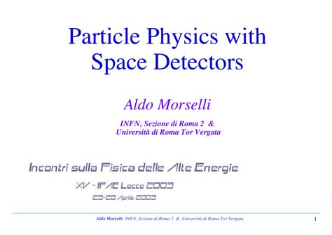 pdf particle physics with space detectors