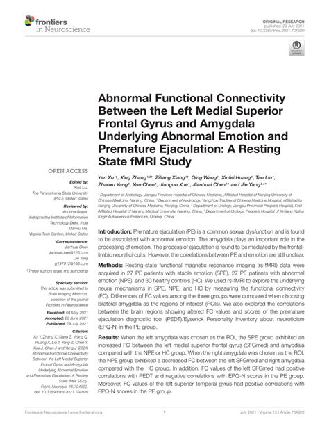 Pdf Abnormal Functional Connectivity Between The Left Medial Superior