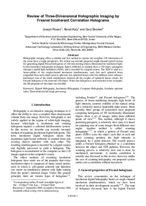 Pdf Review Of Three Dimensional Holographic Imaging By Multiple Viewpoint Projection Based Methods