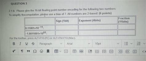 solved 2 1 b please give the 16 bit floating point number