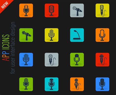 Premium Vector Microphone Icon Set