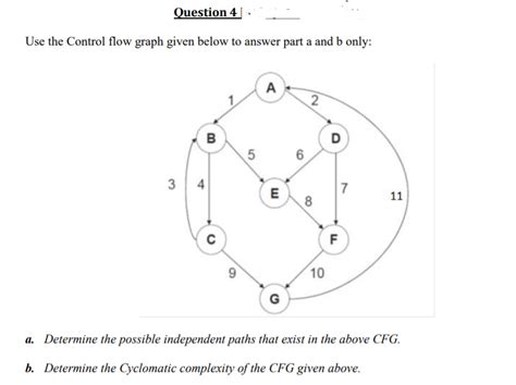 Solved Question 4 Use The Control Flow Graph Given Below To