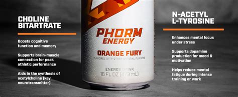 Phorm Energy Drink Orange Fury Sugar Free 16 Oz 12 Pack