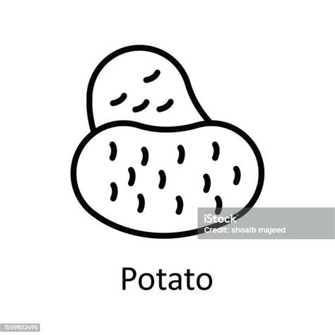 감자 벡터 개요 아이콘 디자인 그림입니다 음식과 음료 흰색 배경에 기호 Eps 10 파일 감자 요리에 대한 스톡 벡터 아트 및 기타 이미지 감자 요리 개체 그룹