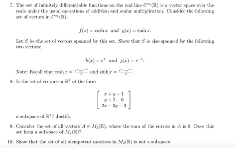 Solved 7 The Set Of Infinitely Differentiable Functions On