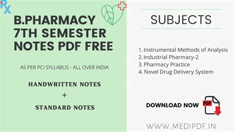 B Pharmacy 7th Semester Notes Pdfs Free Medipdf