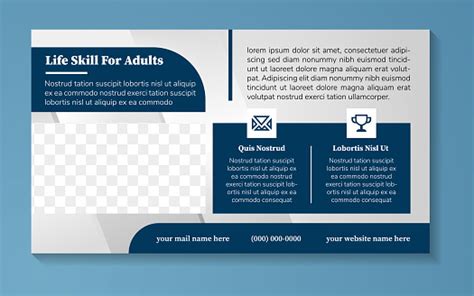 헤드라인의 예가 있는 추상 전단지 배너 디자인 템플릿 모음은 성인을 위한 생활 기술입니다 사진 콜라주를 위한 공간이 있는 수평 레이아웃의 출판물 포스터 개발에 대한 스톡