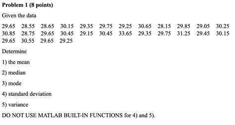 problem 1 8 points given the data determine 1 the