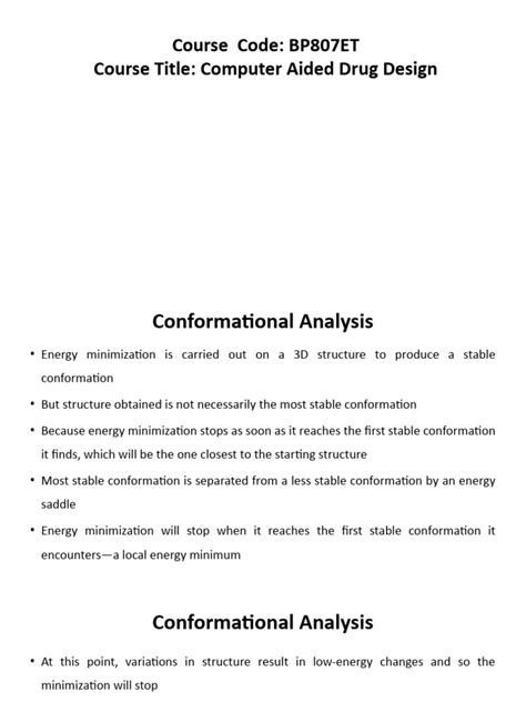 Conformational Analysis Pdf Conformational Isomerism Molecular Dynamics