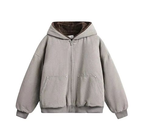 Faux Fur Lined Washed Canvas Hooded Jacket Streetwear At Before The
