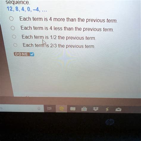 Sequence 12 8 4 0 4 Each Term Is 4 More Than The Previous Term Each Term Is 4 Less