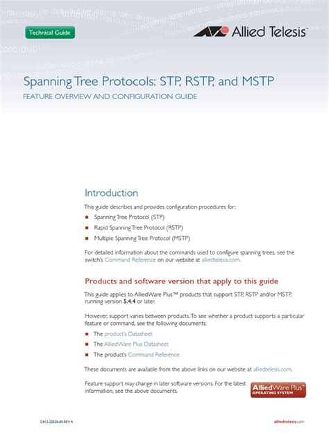 Spanning Tree Protocols Stp Rstp And Mstp Feature Overview And