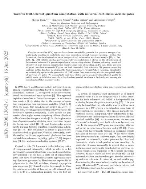 Pdf Towards Fault Tolerant Quantum Computation With Universal Continuous Variable Gates