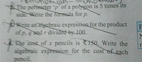 The Perimeter P Of A Polygon Is 5 Times Its Side Write The Formula For